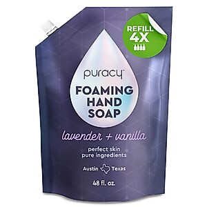 Puracy Foaming Hand Soap Refill - Plant-Powered Natural Hand Soap As Seen on TikTok, Non-Toxic, Sulfate-Free Liquid Soap, Moisturizing Foam Handwash Liquid (Lavender & Vanilla, 48 fl oz)