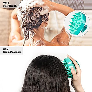 HEETA Hair Scalp Massager Shampoo Brush 2 Pack, Soft Silicone Bristles to Remove Dandruff, Waterproof Hair Scrubber for Both Wet Dry Hair, Suitable for Men & Women (Green & Pink)