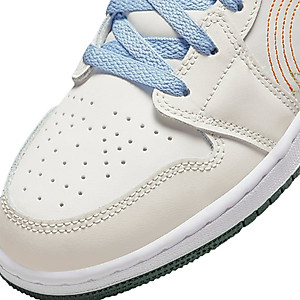 Jordan Boy's Air 1 Mid SE (Big Kid) Sail/Safety Orange/Psychic Blue 7 Big Kid M