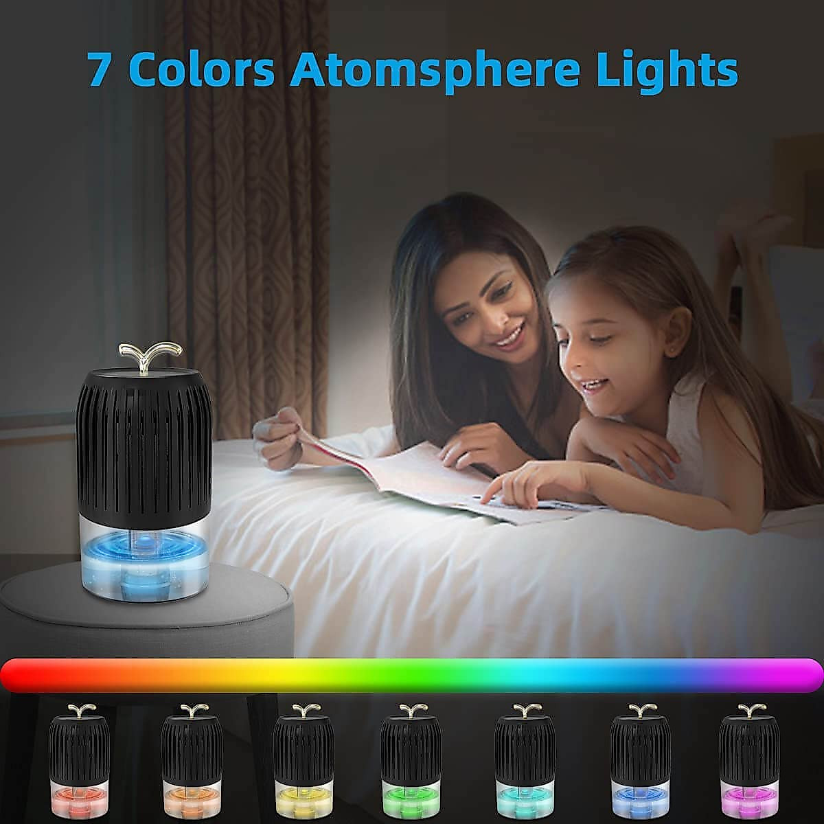 Donatello Small Dehumidifiers for Home, 35 OZ Ultra Quiet Dehumidifiers with 7 Color LED Light & Auto Shut Off, 280 sq.ft Mini Dehumidifiers for Bathroom Bedroom RV Closet Office Kitchen