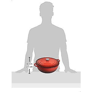 AmazonCommercial Enameled Cast Iron Covered Braiser, 7.5-Quart, Red