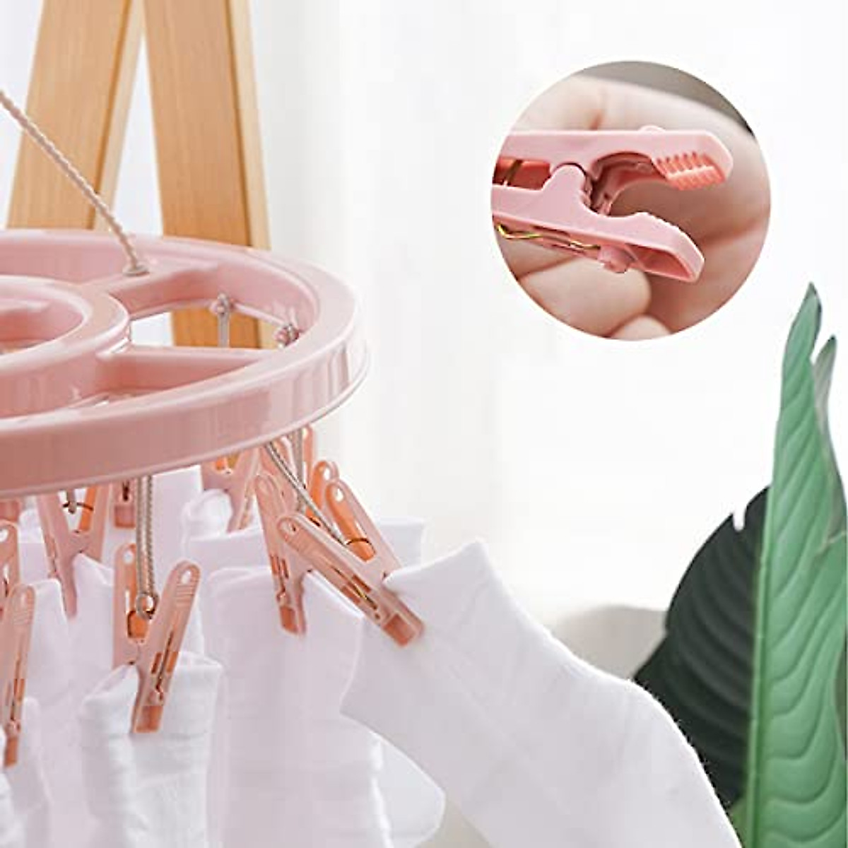 Ldirect Clip and Drip Laundry Hanger Drying Rack with 12 Clips (Light Pink)