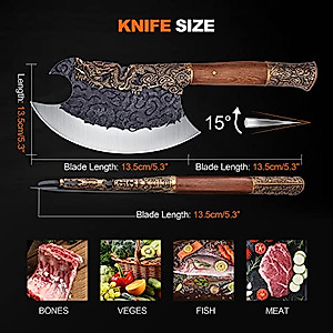 TIVOLI Heavy Duty Bone Chopping Axe, Bone Cutting Knife, Forged Carbon Steel Butcher Meat Cleaver, Multipurpose Bone Chopper Knife with Wood Handle Perfect for Kitchen Outdoors