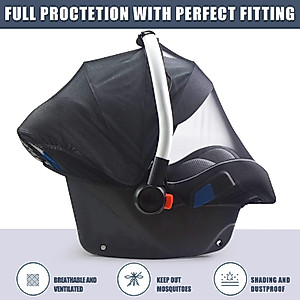 Baby Mosquito Net for Infant Car Seats,Infant Stroller and Bassinets, Carrier,Breathable with Elastic Netting for Easy Fitting, Portable Durable & Long Lasting Infant Insect Shield Netting (Black
