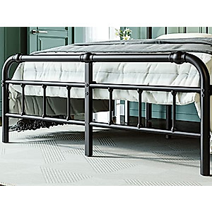 FSCHOS King-Bed-Frame-with-Headboard and Footboard, 18 Inch Metal Platform King-Size-Bed-Frame, Premium Steel Heavy Duty Bed Frame King No Box Spring Needed, Easy Assembly, Black