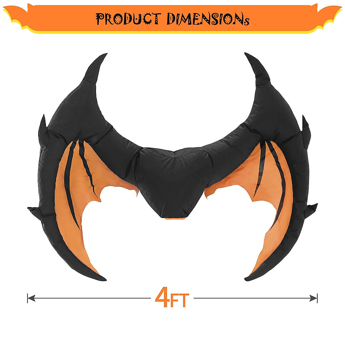 DomKom Halloween Inflatable Costume Devil Wings, 4FT Cosplay Wing for Halloween Party, Halloween Blow Up Costume for Kids and Adults, Portable Power Fan Combination