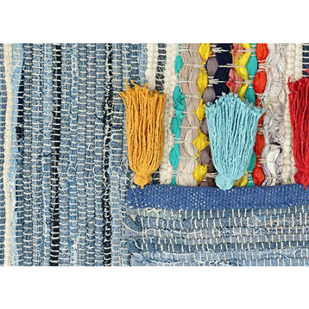 The Home Talk Recycled Denim Area Rug | Carpets Suitable for Living Room, Bedroom, Dining Room, Home Décor | Handcrafted Rugs | Non-Skid | Bohemian Contemporary | 2’ x 5’ | Denim Rag Store