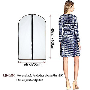 HomeClean Garment Bag (Set of 6) Black Side Breathable Clear Full Zipper Bags for Clothes Storage (24'' x 40'', Black)