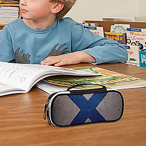 Vintage Flag of Scotland Printed Pencil Case Bag Stationery Pouch with Handle Portable Makeup Bag Desk Organizer