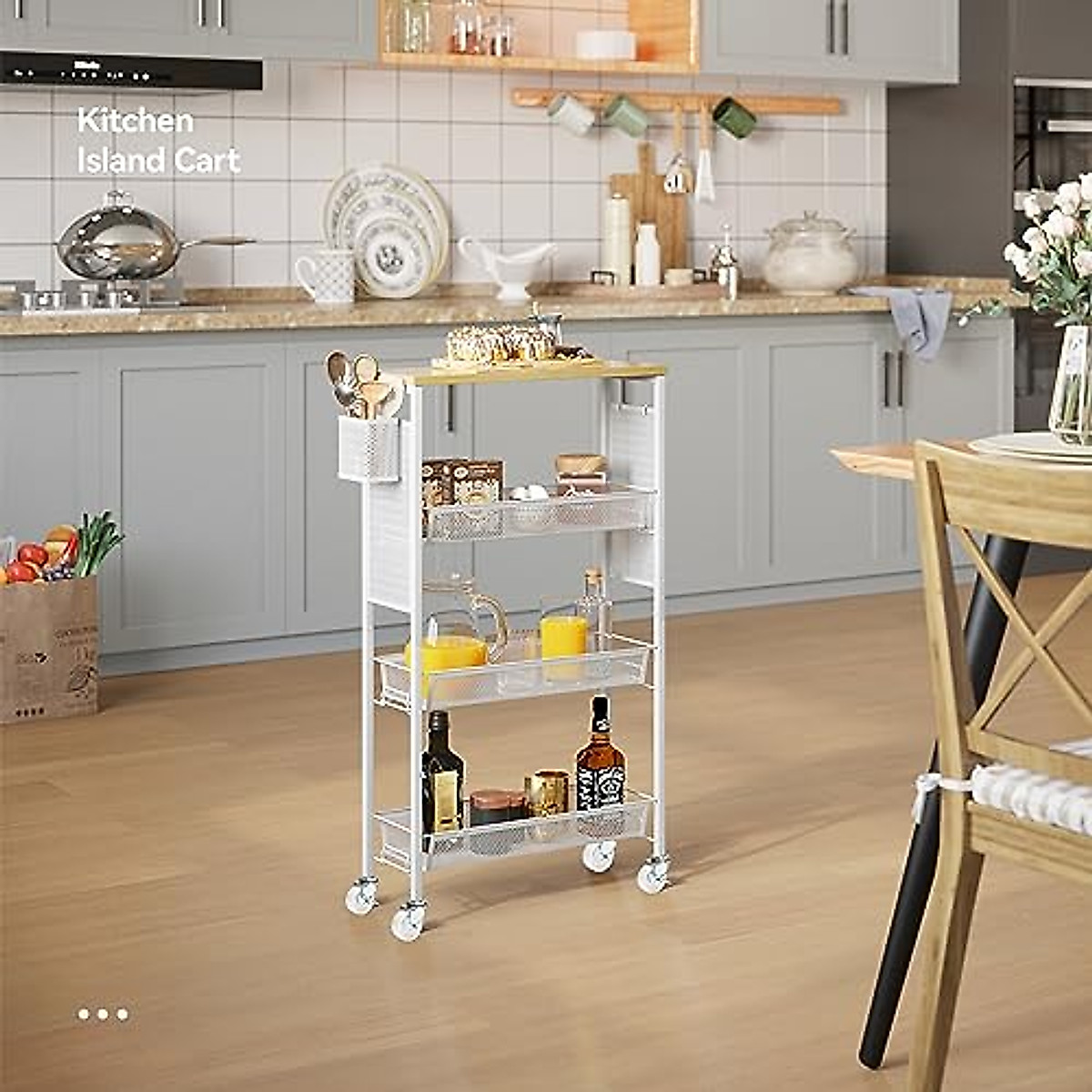 YITAHOME 4-Tier Slim Rolling Cart, Kitchen Cart with Wheels, Storage ...