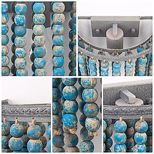 JCPYIUL Boho Wall Sconce, Vintage Art Deco Wall Sconce Indoor, Hardwired Hallway Sconces Wall Lighting for Bedroom Livingroom Entryway(Blue Wood Bead)