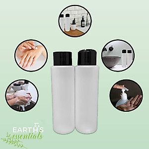 Earth's Essentials 2 Pack Refillable 16 Ounce HDPE Squeeze Bottles With Stand On The Cap Dispenser Tops-Great For Lotions, Shampoos, Conditioners and Massage Oils From (BLACK CAP)