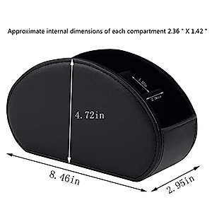 Leather Remote Control Holder with 5 Compartments TV Remote Caddy Storage Box/Tray,Desktop Organizer Store Controller,Glasses,Brush,Media Player,Pen,Space Saver for Bedside Table/Office Desk(Black)