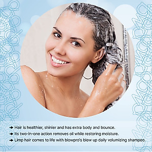 blowpro Blow Up Daily Volumizing Shampoo - Sulfate-Free Clarifying Formula - With Keratin - Add Volume, Texture and Body to Limp, Thin Hair - Remove Oil & Restore Moisture - 8 oz