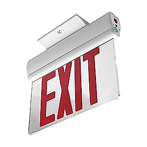 AH Lighting Edge Lit LED Emergency Exit Sign Red with 3.6V Nickel Cadmium Rechargeable Battery Backup, 3W Max Power Consumption, UL-94V-0 Flame Rating, Fire Resistant Thermoplastic ABS Housing