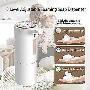 Automatic 10oz/300ml Rechargeable Touchless Sensor Foaming Pump Hands Free 3 Level Adjustable Hand Soap Dispenser for Bathroom Kitchen