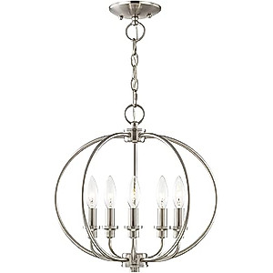 Livex Lighting 4665-91 Milania 5-Light Convertible Hanging Lantern/Ceiling Mount, Brushed Nickel