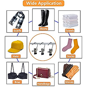 Boot Hangers for Closet, 12 Pack Hanging Clips Hook Clothes Pins for Laundry, Hanger Clips Towel Clips Boot Organizer for Home and Travel, Clothespins Clip Hangers for Pants Hats Socks Gloves
