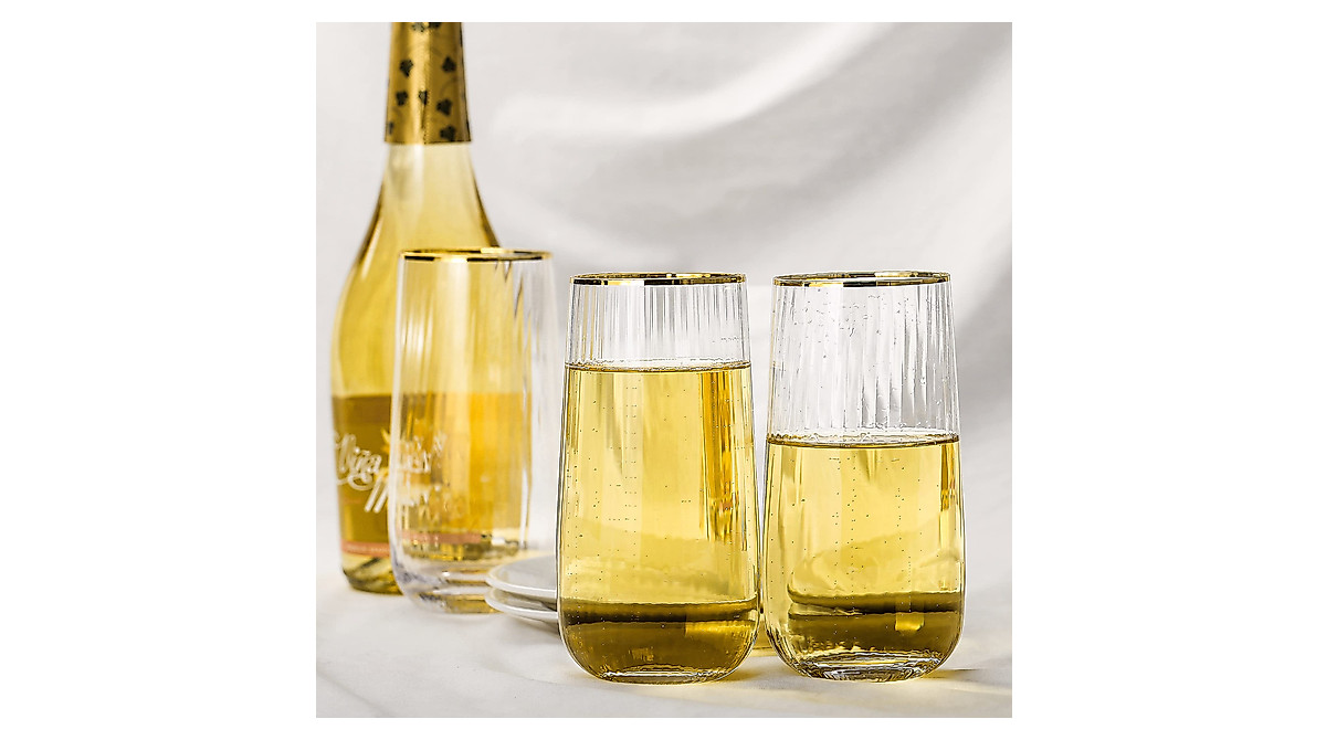 Lysenn Stemless Champagne Flutes Set of 4 - Elegant and Durable Glasses
