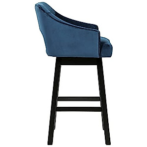 Signature Design by Ashley Tallenger 31" Upholstered Swivel Bar/Pub Height Bar Stool, 2 Count, Blue & Dark Brown