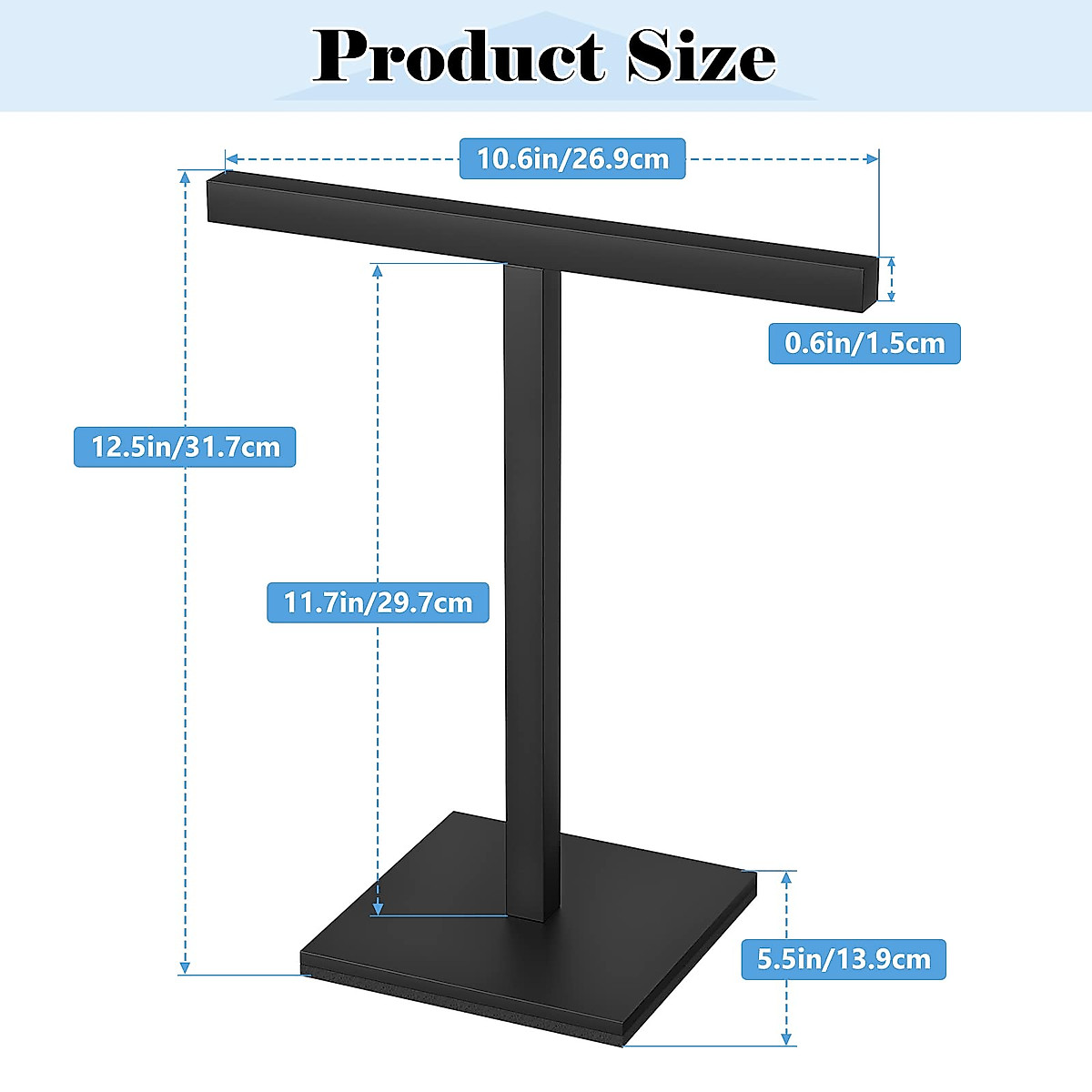 Pynsseu Hand Towel Holder Stand, Matte Black SUS304 Stainless Steel Freestanding T-Shape Towel Bar Rack for Bathroom Kitchen Vanity Countertop