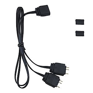 ARGB Splitter Cable ZCZQC 33.5cm/13.19inch 5V 1 Female to 2 Male 3 Pin ARGB Extension Cable for Computer Chassis, CPU Cooler and 5v ARGB Fan