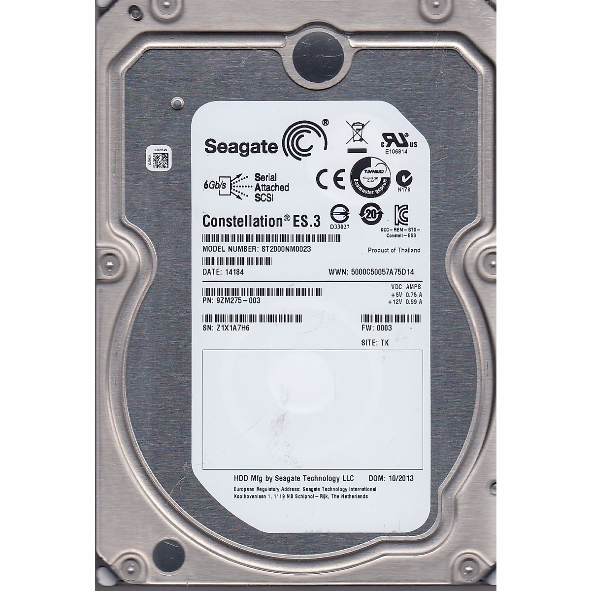 ST2000NM0023, Z1X, TK, PN 9ZM275-003, FW 0003, Seagate 2TB SAS 3.5 Hard Drive (Renewed)