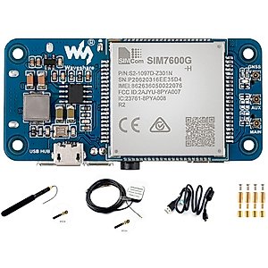 SIM7600G-H 4G HAT for Raspberry Pi and PC Support LTE Cat-4 4G/3G /2G up to 50Mbps Uplink and 150Mbps Downlink for 4G Network GNSS Positioning, Global Band