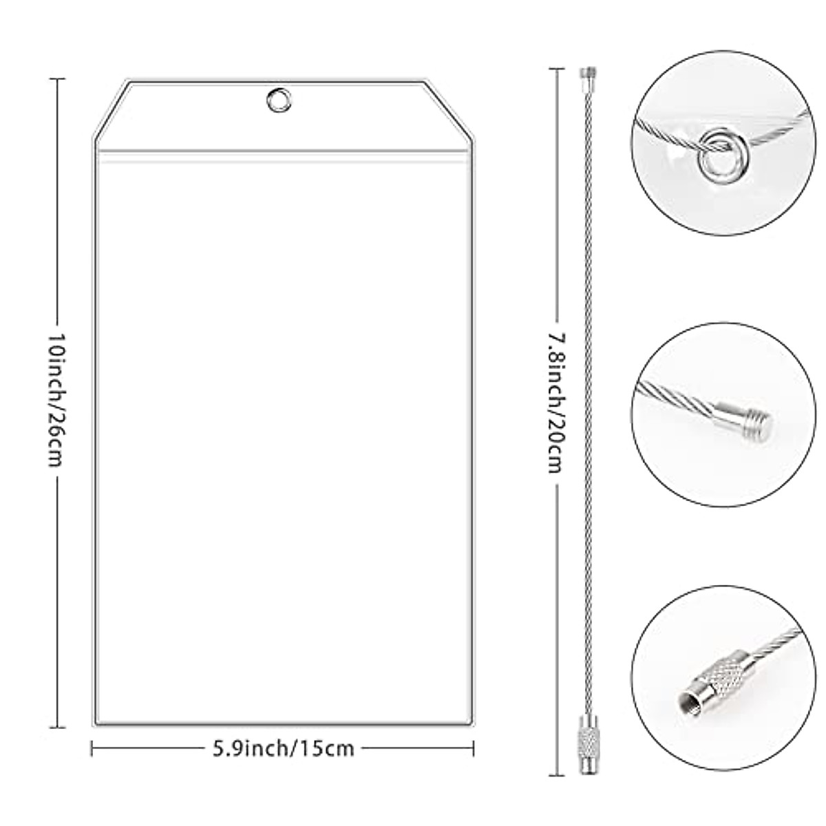 6 Pack Golf Luggage Tag 9" x 6" - Extra Large Travel Luggage Bag Tag Plastic Clear Luggage Tag Pouch for Shipping Golf Bag, Suitcases, Cruis