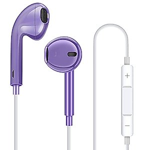 XNMOA Wired Earbuds Headphones,Noise Isolating in Ear Wired Earphones, Built-in Microphone & Volume Control&Support Call,Compatible with iPhone 14/13/12/11 Pro Max/Xs Max/Xr/X/8/7 Plus,Purple