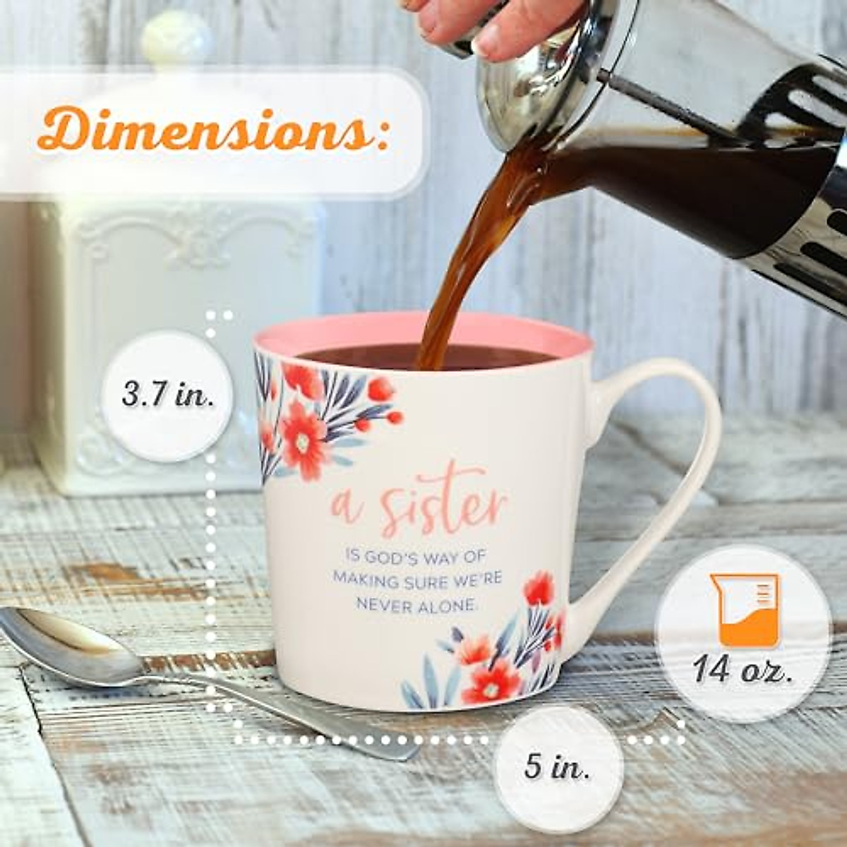 Christian Art Gifts Ceramic Scripture Coffee and Tea Mug for Sisters 14 oz Pink Floral Microwave & Dishwasher Safe Bible Verse Mug - Proverbs 31:29