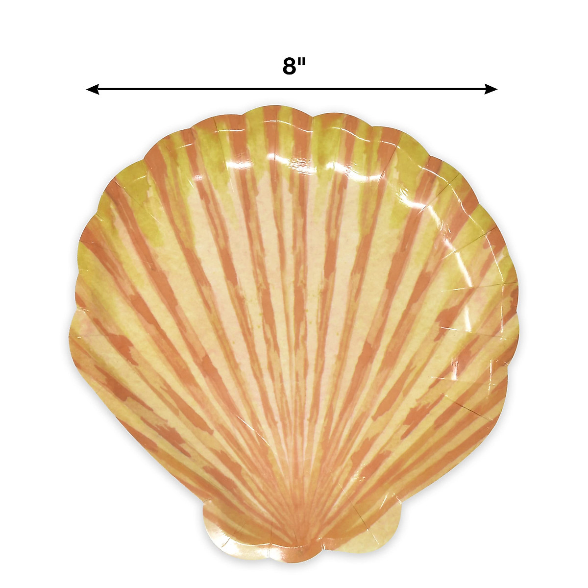 50 Sea Shell Paper Plates 8" Seashell Scalloped Shaped Disposable Dinner Plate Tableware Beige Clam Shells Design for Beach Pool BBQ Picnic Summer Spring Dinnerware Party Goods Supplies Decorations