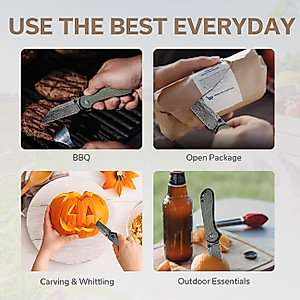 CIVIVI Pocket Knife - Elementum Folding Knife with 2.97'' Damascus Wharncliffe Blade Micarta Handle, Ideal for Outdoor EDC Gift C18062AF-DS1