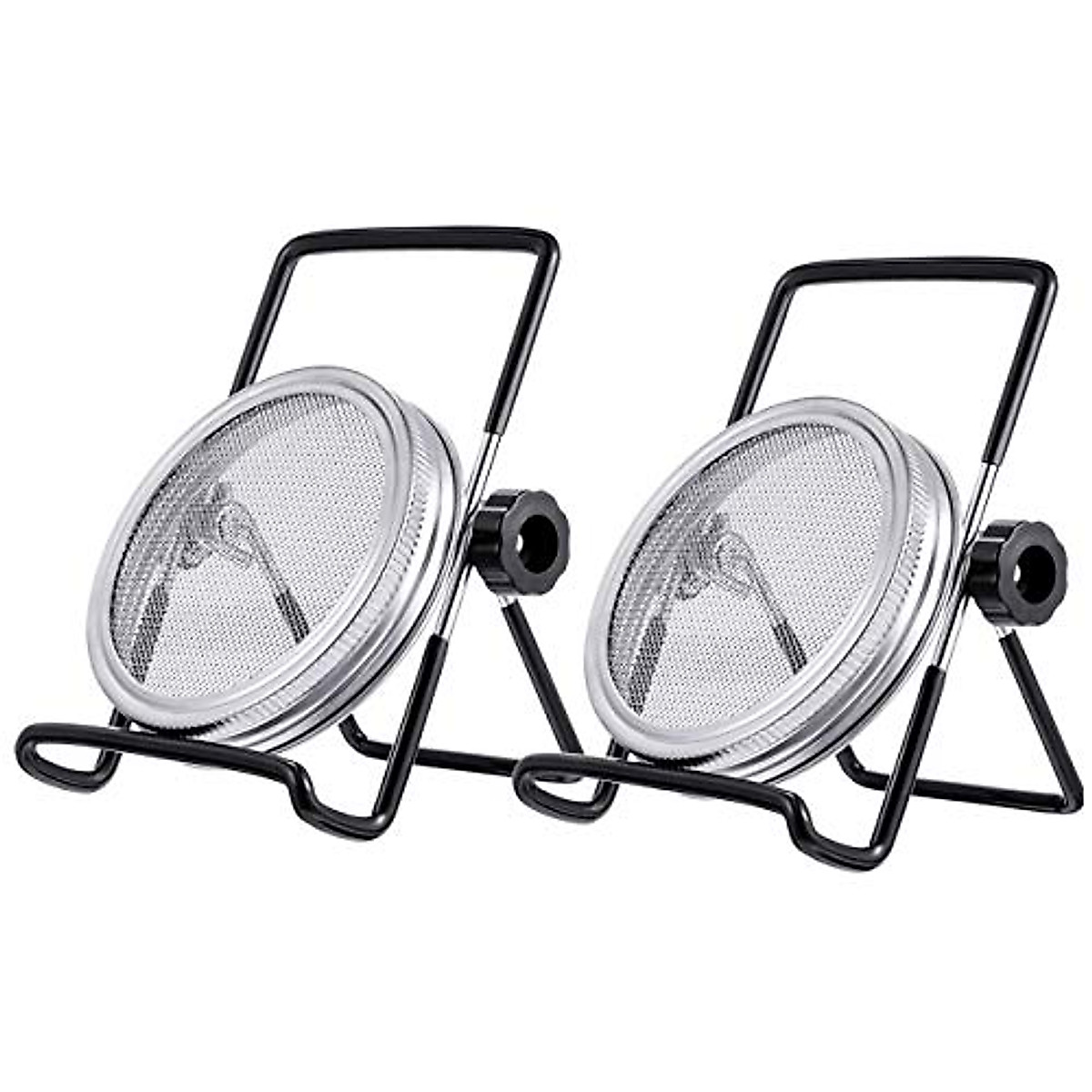 2 Pcs Stainless Steel Mason Jar Sprouting Jar Lids with 2 Pcs Stainless Steel Sprouting Stands for Wide Mouth Mason Jars Canning Jars (Black)