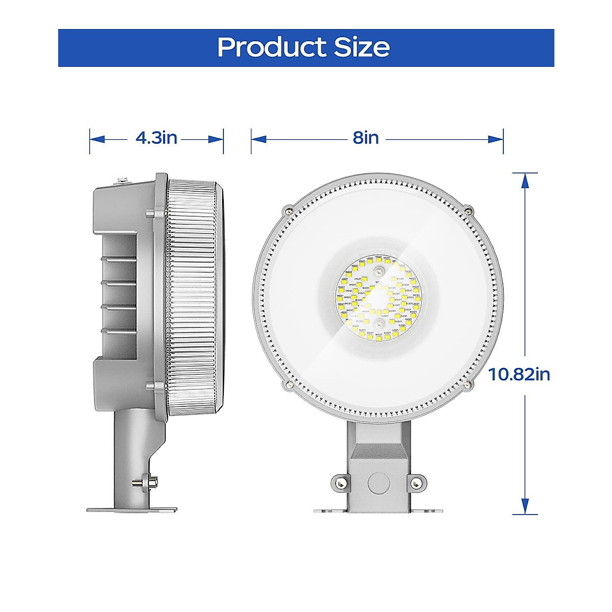 CINOTON LED Barn Light, Dusk to Dawn Outdoor Lighting, 42W 4950LM 5000K Daylight, Security Flood Light, UL Listed, IP65 Waterproof Outside Area Light with Photocell, Silver 3 Pack