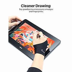 UGEE Digital Drawing Glove 4 Pack，Artist Glove for Drawing Tablet Digital Art Glove with Two Finger for Right Hand or Left Hand Universal Sizes