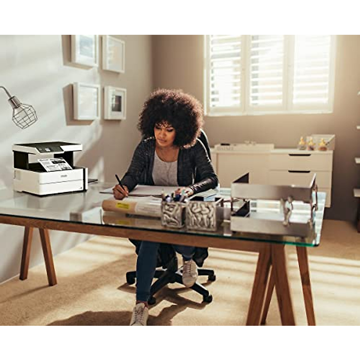 Epson EcoTank ET-M2170 Wireless Monochrome All-in-One Supertank Printer with Ethernet PLUS 2 Years of Unlimited Ink*,White