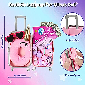 GIFTINBOX 29PCS 18 Inch Girl Doll Clothes and Accessories-Travel Play Set for Dolls, Doll Stuff with Clothes, Luggage, Swimsuit, Wallet cashes... Gifts for Girls Birthday, Christmas