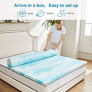 Mattress Topper, Twin Size Cooling Memory Foam Bed Toppers, 2 Inch Soft Mattress Pads for Sleeper Sofa, RV, Camper, CertiPUR-US Certified