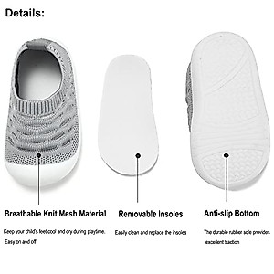 Exegawe Baby Mesh First Walkers Shoes - Toddler Lightweight Breathable Non-Slip Sneakers for Boys Girls(N1 Grey, Tag12.5/9-18m)