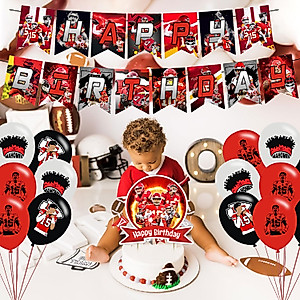 Patrick Mahomes Party Decorations,Football Birthday Party Supplies Includes Banner - Cake Topper - 12 Cupcake Toppers - 18 Balloons