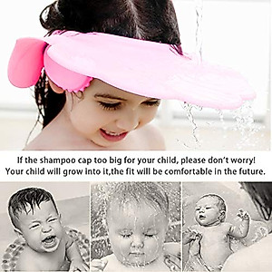 Maveek Baby Bathroom Safety Visor Caps Child Shower Cap，Adjustable Sticker, Comfortable, Soft, Safe, Waterproof & Elastic Ring Hat – for Showers, Bathing, Hair Cut, Pool, Beach, Toddlers (Pink)