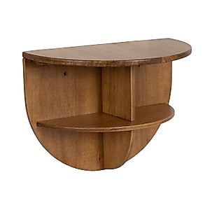 Kate and Laurel Jalla Wooden Floating Side Table, 18 x 10 x 14, Natural Rustic, Modern Solid Wood Wall-Mounted End Table with Shelves for Extra Storage and Added Functionality