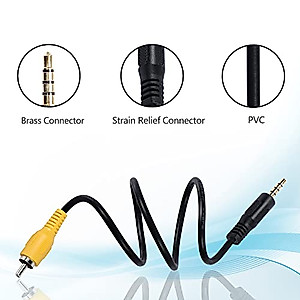 PNGKNYOCN 3.5 mm to RCA Video Cable 1/8 inch Male Plug to RCA Male Audio Adapter Cable for Car DVR,Carcorder,Surveillance Camera Equipment（1.5M）