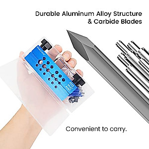 MakGrand Portable Split Wire Stripper Machine for Stripping Scrap Copper Wire From 6 AWG to 18 AWG, Wire Stripper Tool Equipped with Six Three-edged Carbide Blades, Wire Cable Recycling (Blue)