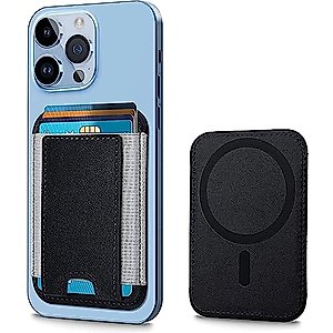 Magsafe Wallet,Magnetic Wallet for iPhone 14 13 12 pro max,PU & Stretchy Magnetic Card Holder for Back of Phone,Detachable Magsafe Card Holder,Compatible with Apple Wallet Magsafe,Fit 6 Cards.Black