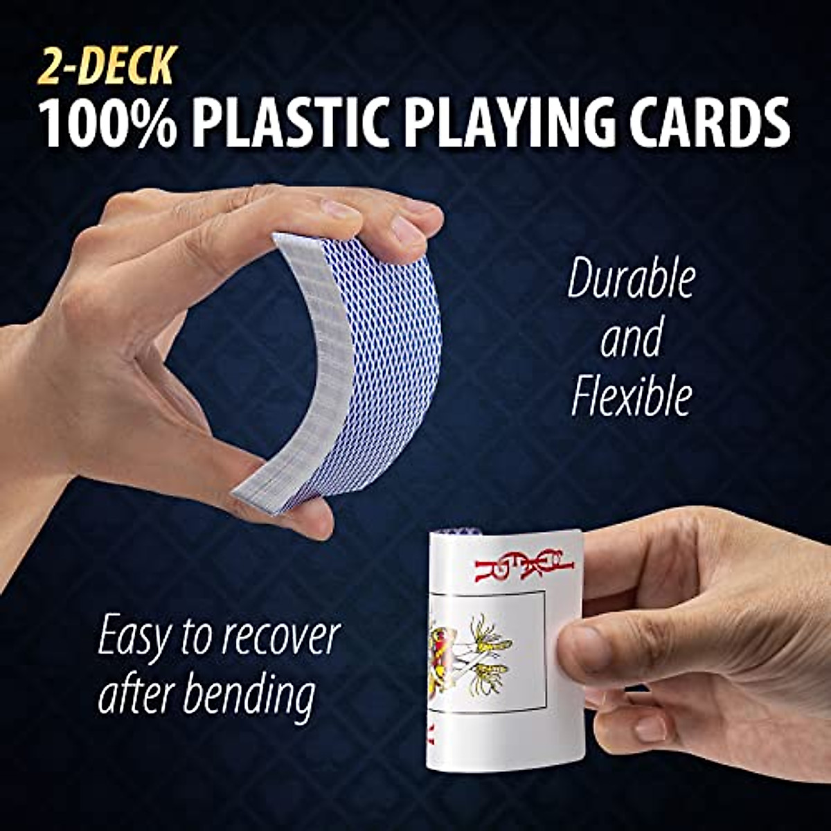 ARTISHION 2-Deck Set of Frosted Surface Plastic Wide-Size Playing Cards - 32-Silk, Large-Print, Durable Cards for All Your Card Game Needs