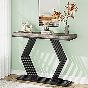 LITTLE TREE Modern Entryway Console Table,Black+Gold