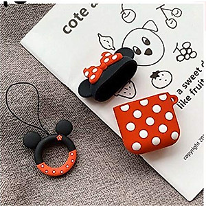 Compatible with Airpods Pro Case,Cute Cartoon Mickey Minnie Mouse Design Soft Silicone Protective Case for Apple Airpods Pro 2019/Airpods Pro 3,Red