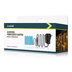Lenink AC Power Supply Adapter for 4 AA Battery, AA Battery Replacement for LED Light, Decorations (Black, 1.8m/5.9ft)